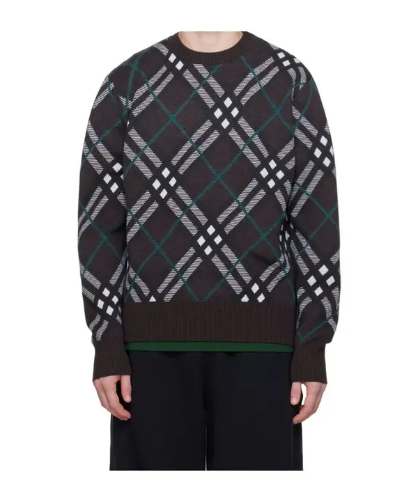 Burberry Argyle Pattern Crewneck Pullover - Black