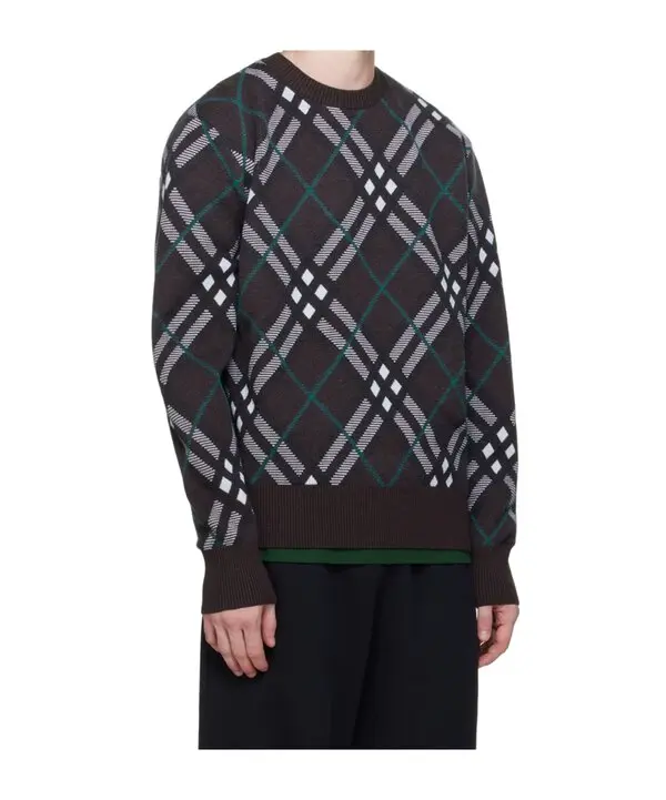 Burberry Argyle Pattern Crewneck Pullover - Black