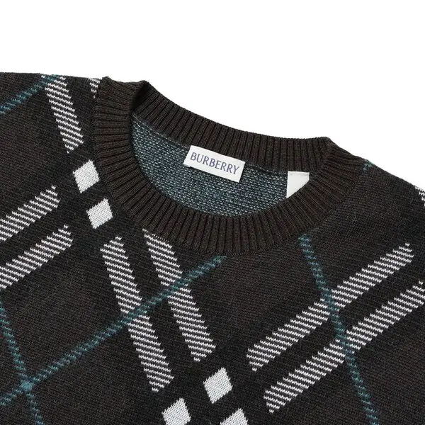 Burberry Argyle Pattern Crewneck Pullover - Black