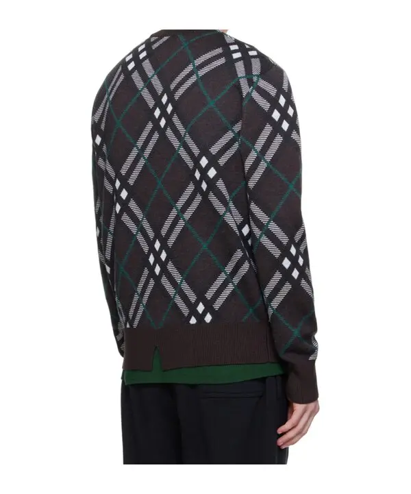 Burberry Argyle Pattern Crewneck Pullover - Black