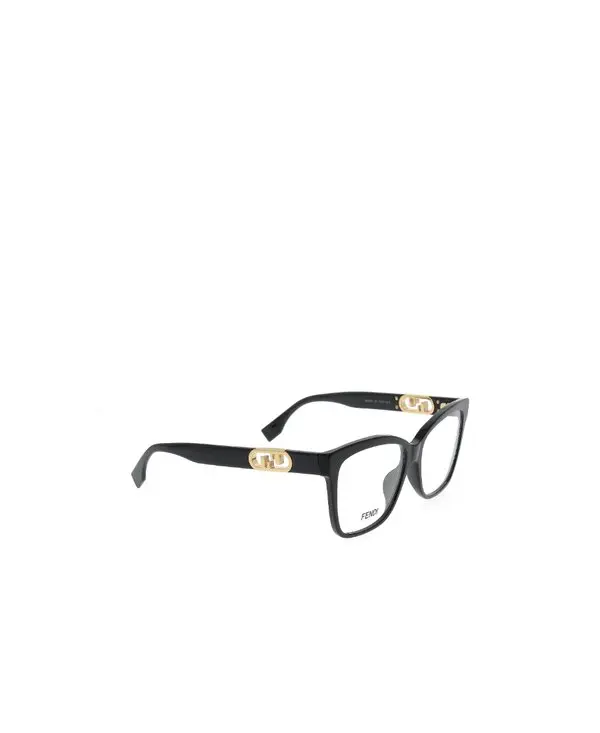 Fendi Square Frame Eyeglasses With Gold Tone O'lock Logo