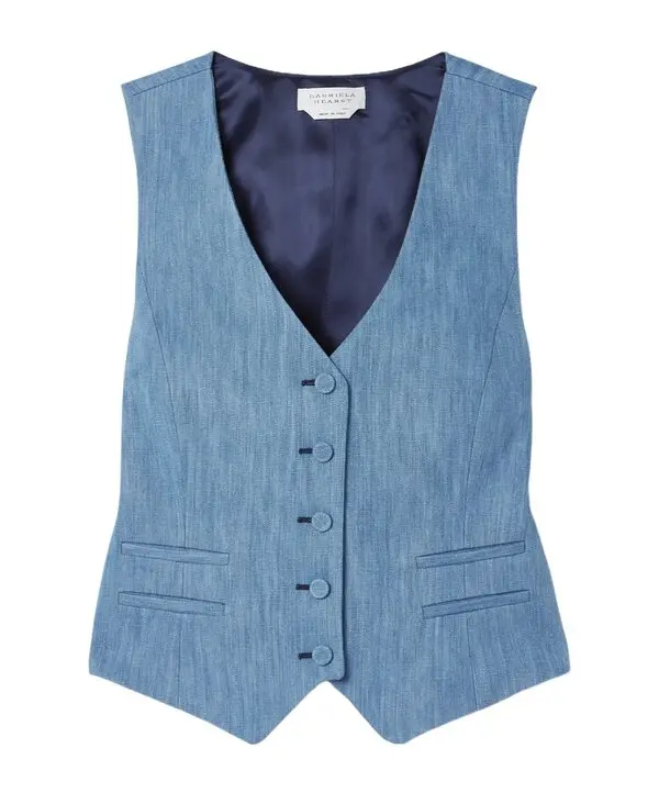 Gabriela Hearst Coleridge Cotton And Linen-blend Chambray Vest