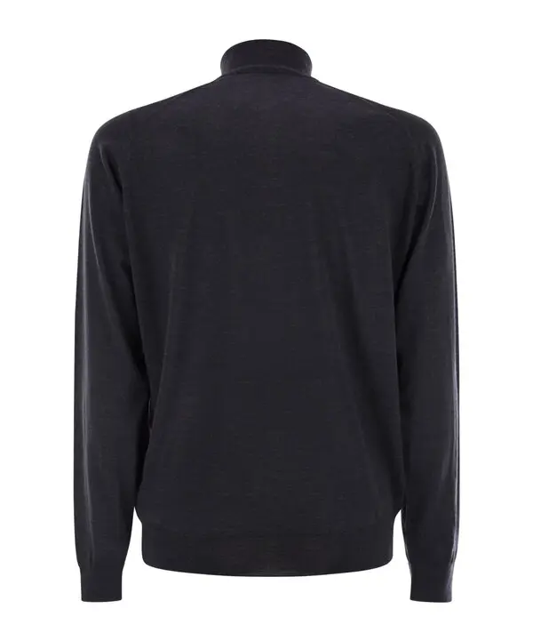 John Smedley Barrow High Neck Knitwear With Quarter Zip - Black