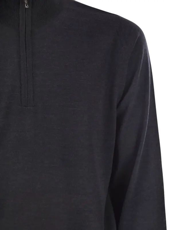 John Smedley Barrow High Neck Knitwear With Quarter Zip - Black