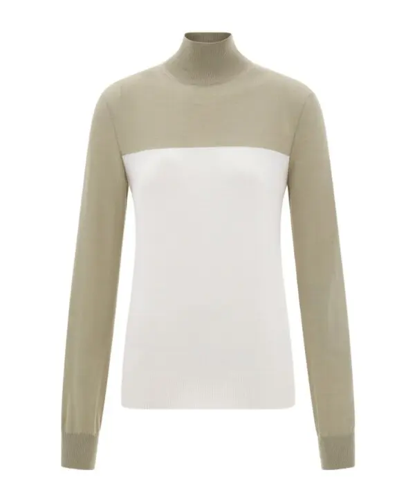FERRAGAMO Two Tone Turtleneck - White Sage/burnt Sage