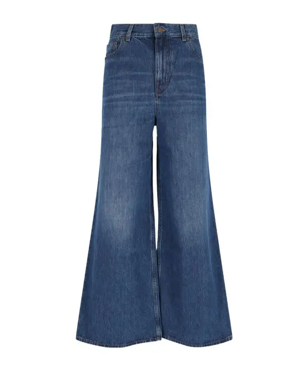 Chloé Logo Patch Wide-leg Jeans - Blue