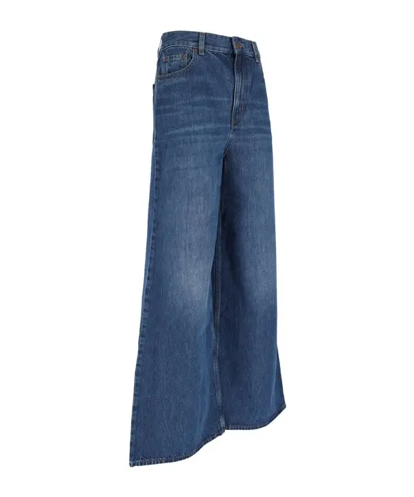 Chloé Logo Patch Wide-leg Jeans - Blue