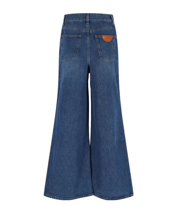 Chloé Logo Patch Wide-leg Jeans - Blue