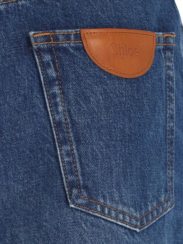 Chloé Logo Patch Wide-leg Jeans - Blue