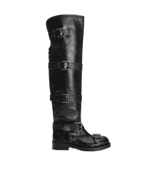 Dolce & Gabbana Buckled Leather Knee-high Boots