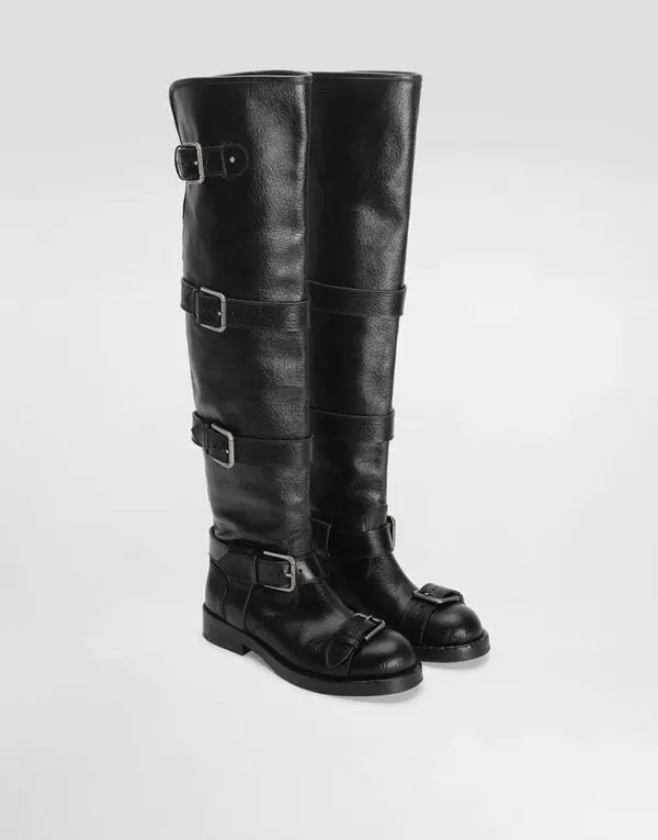 Dolce & Gabbana Buckled Leather Knee-high Boots
