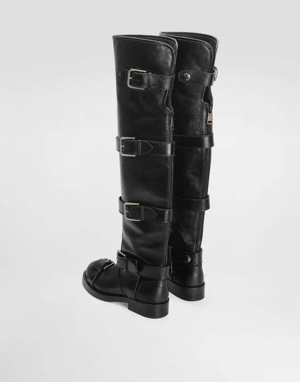 Dolce & Gabbana Buckled Leather Knee-high Boots