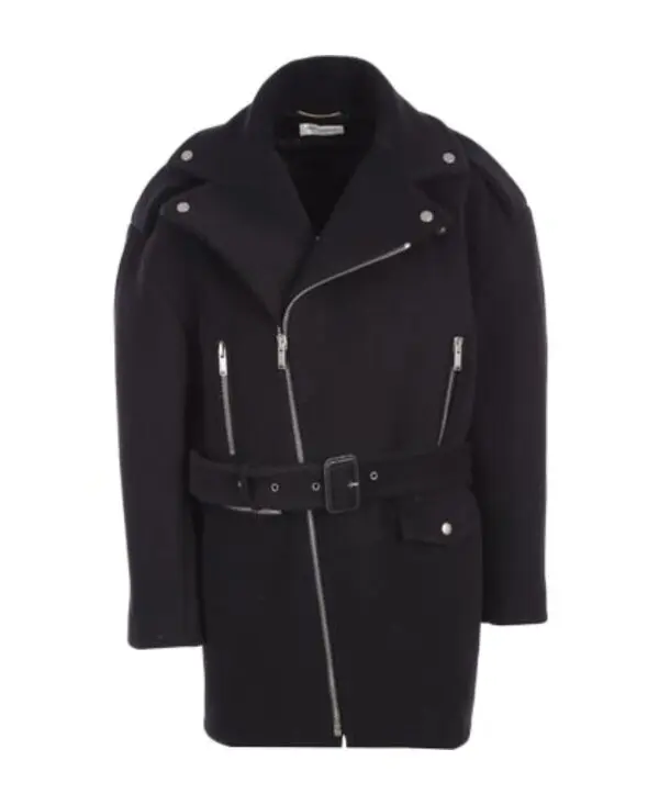 Saint Laurent Zip-up Belted Coat