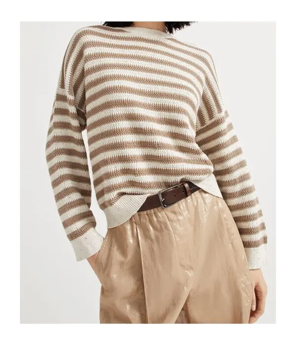 Brunello Cucinelli Striped Crew Neck Pullover - No