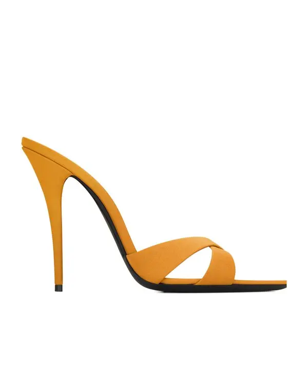 Saint Laurent Open Toe Stiletto Sandals With Criss-cross Detailing - Yellow