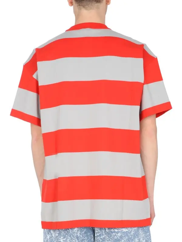 MSGM Embroidered Logo Striped T-shirt
