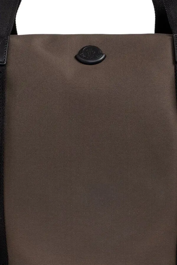Moncler Logo Patch Drawstring Travel Bag - Brown