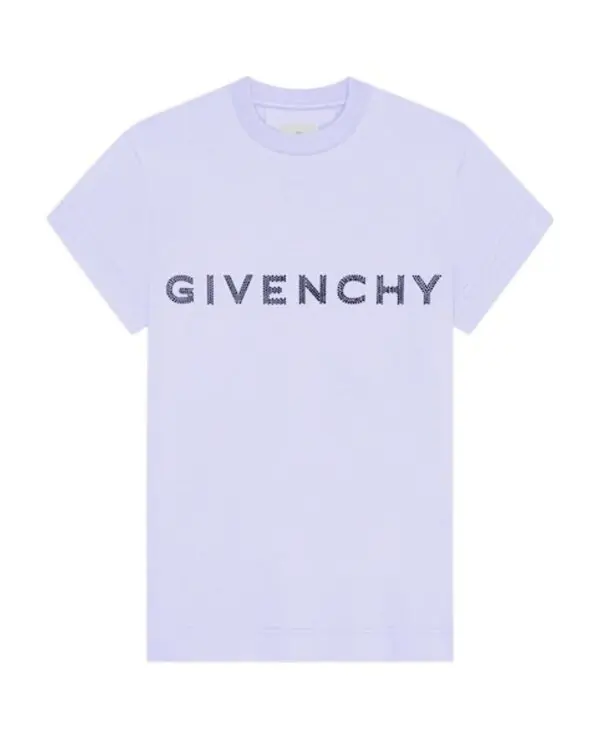 Givenchy Slim Fit T-shirt In Cotton With Rhinestones - Lavender