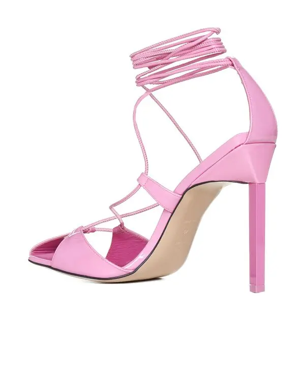 Attico Adele Square Toe Stiletto Heeled Sandals - Pink