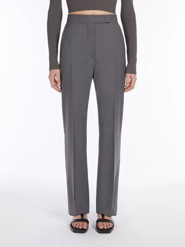Max Mara Straight-cut Wool, Mohair, And Silk Trousers