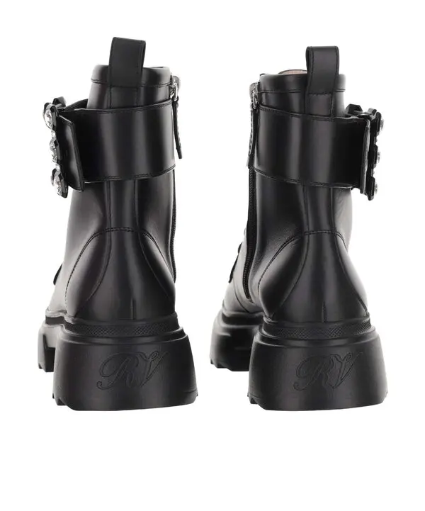 ROGER VIVIER Embellished Lace-up Combat Boots