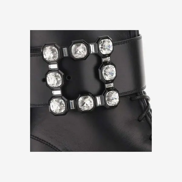 ROGER VIVIER Embellished Lace-up Combat Boots