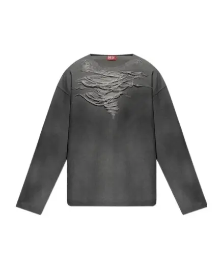 DIESEL® S-ruben Distressed Crewneck Sweatshirt - Black
