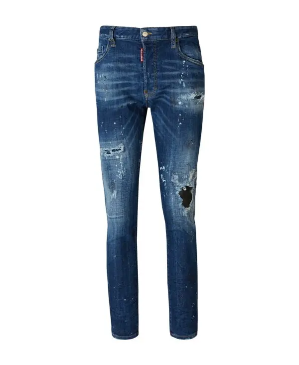 Dsquared2 Distressed Paint Splash Jeans - Blue