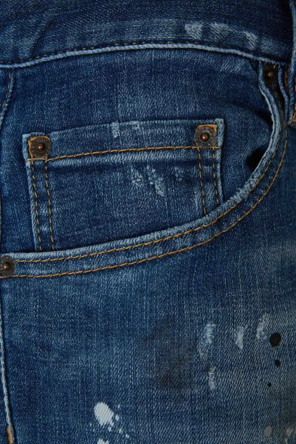 Dsquared2 Distressed Paint Splash Jeans - Blue