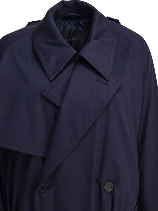 Balenciaga Draped Neck Trench Coat - Blue