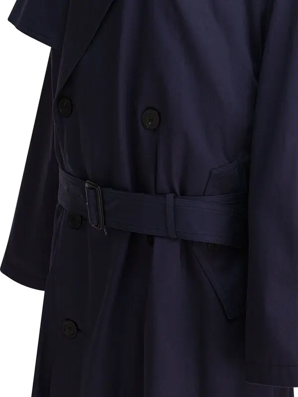 Balenciaga Draped Neck Trench Coat - Blue
