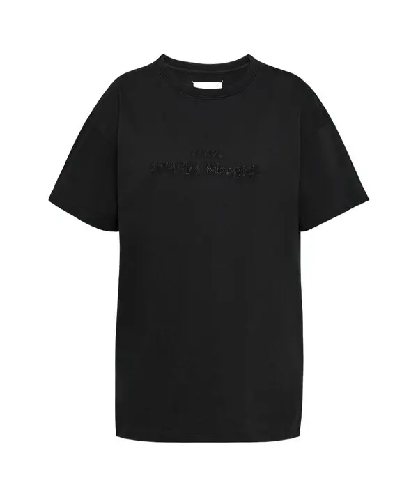 MAISON MARGIELA Logo Embroidered Crewneck T-shirt - Black