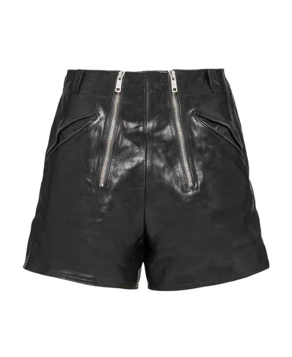 Prada Leather Shorts With Double Zip Front