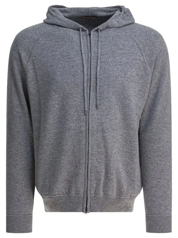 Herno Zip-up Knitted Hoodie - Gray