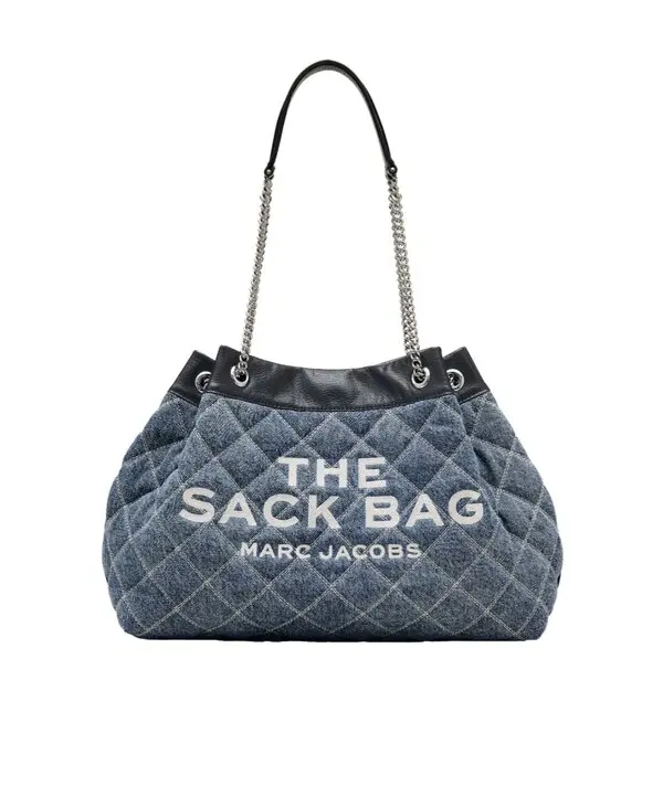 Marc Jacobs Quilted Denim Large Chain Sack Bag - Gray