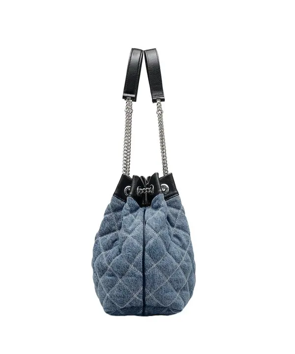 Marc Jacobs Quilted Denim Large Chain Sack Bag - Gray