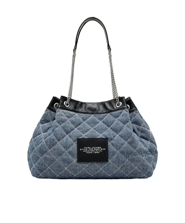 Marc Jacobs Quilted Denim Large Chain Sack Bag - Gray