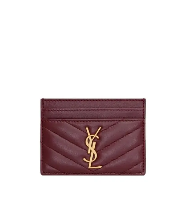 Saint Laurent Cassandre Matelassé Quilted Card Case - Red