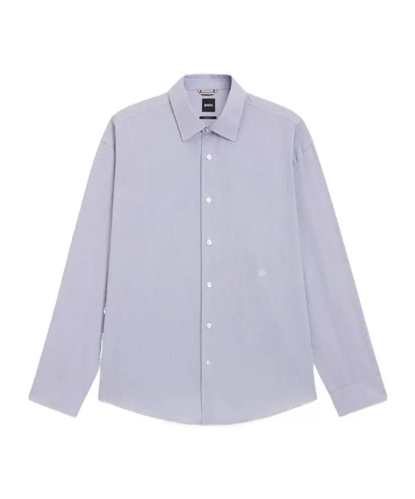 Hugo Boss Relaxed-fit Shirt In Striped Cotton Poplin