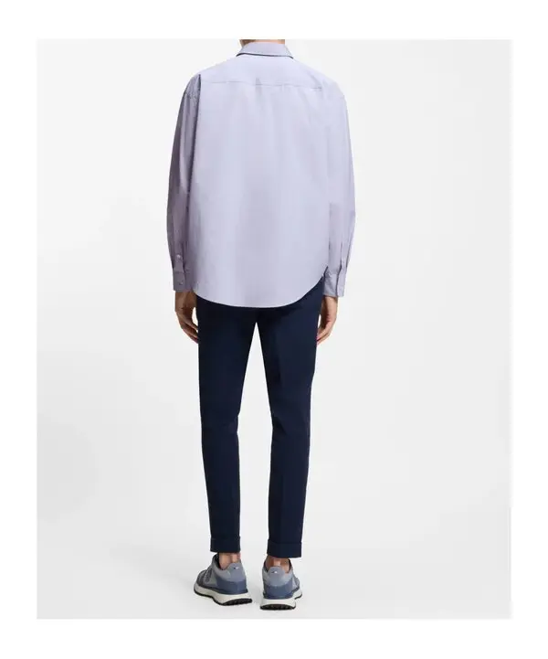 Hugo Boss Relaxed-fit Shirt In Striped Cotton Poplin