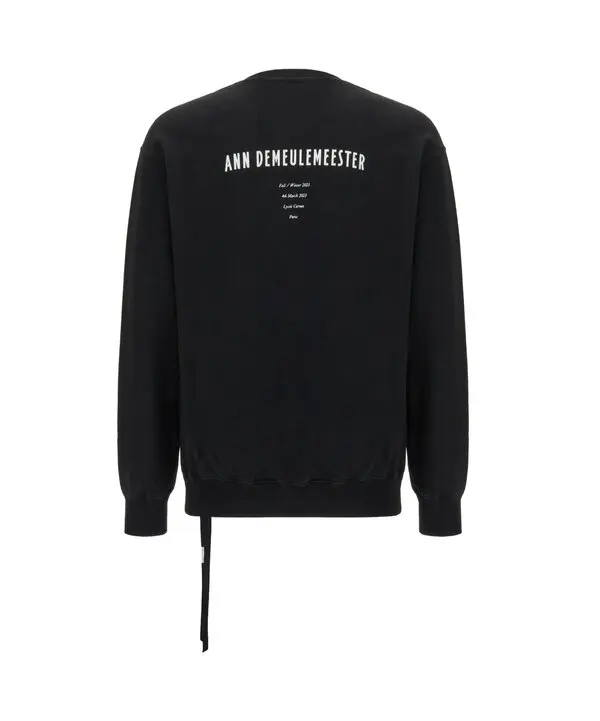 ANN DEMEULEMEESTER Logo Printed Crewneck Sweatshirt - Black
