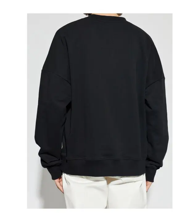 Balmain Flocked Logo Crewneck Sweatshirt - Black
