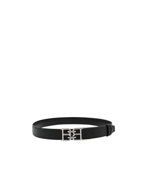 Bally Logo Plaque Adjustable Leather Belt - Black