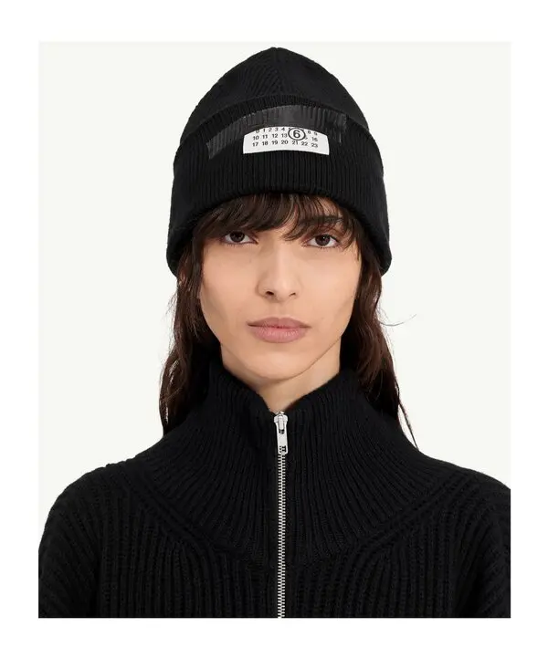 MAISON MARGIELA Logo Patch Ribbed Beanie