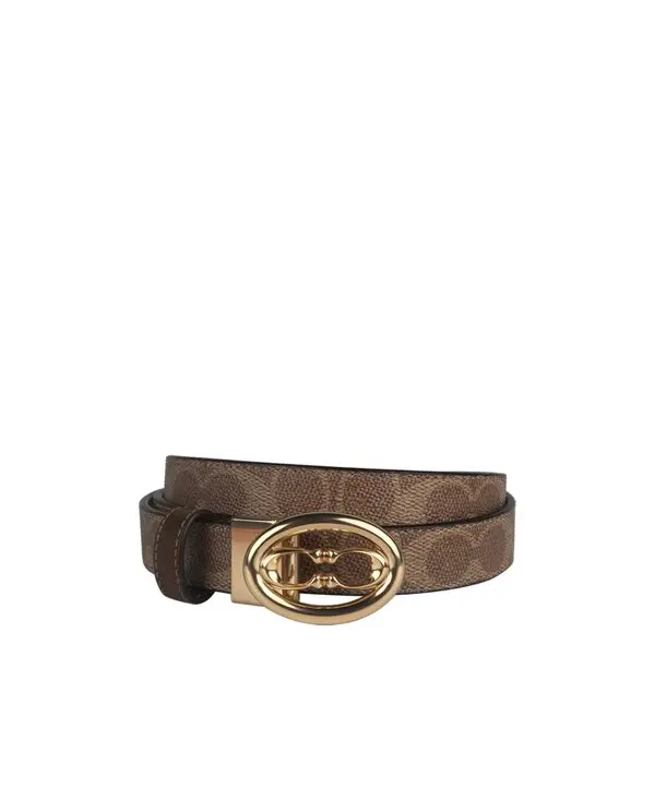 COACH Monogrammed Waist Belt With Logo Buckle - Brown-yellow