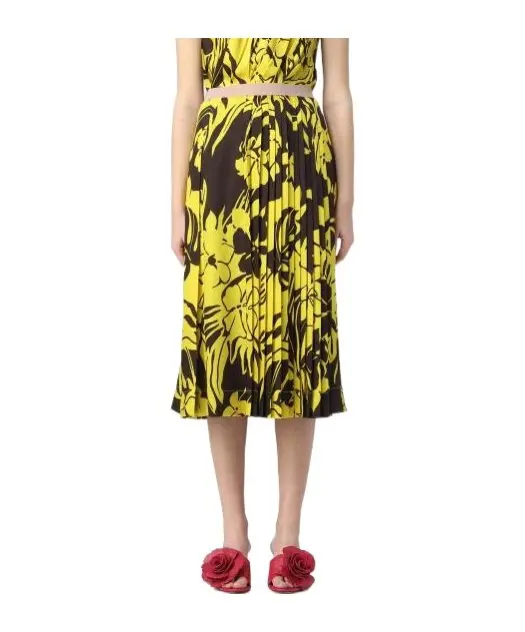 N.21 Pleated Floral Print Midi Skirt