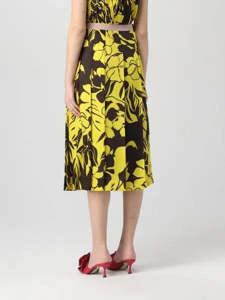 N.21 Pleated Floral Print Midi Skirt