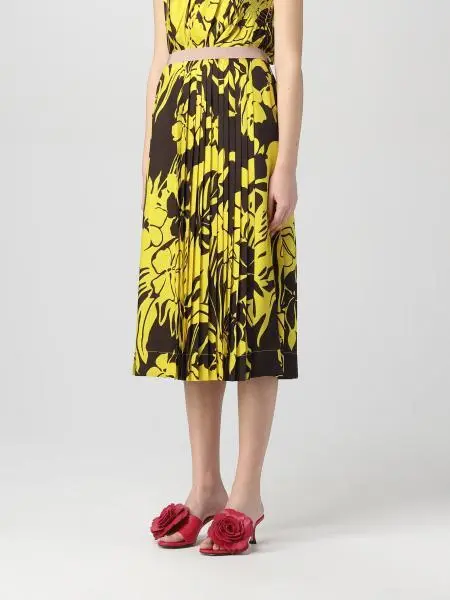 N.21 Pleated Floral Print Midi Skirt