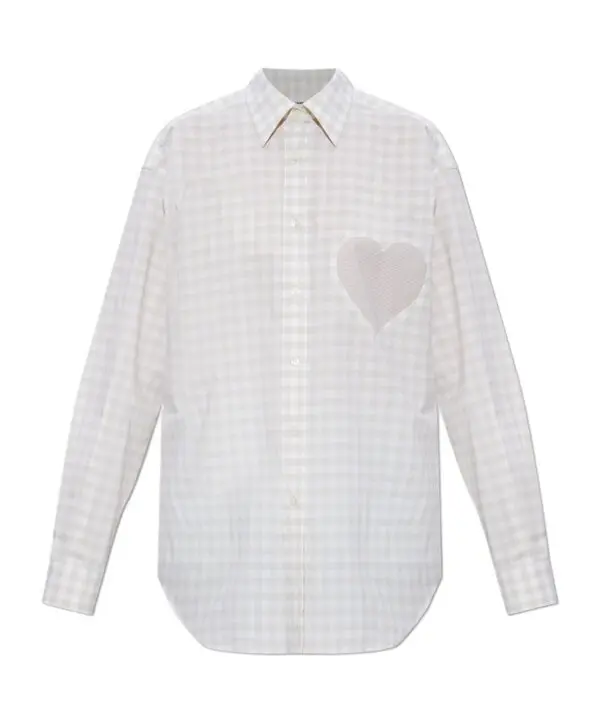 Moschino Checked Pattern Heart Detail Shirt - White