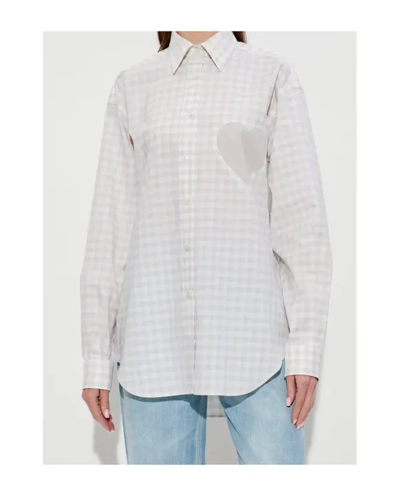 Moschino Checked Pattern Heart Detail Shirt - White